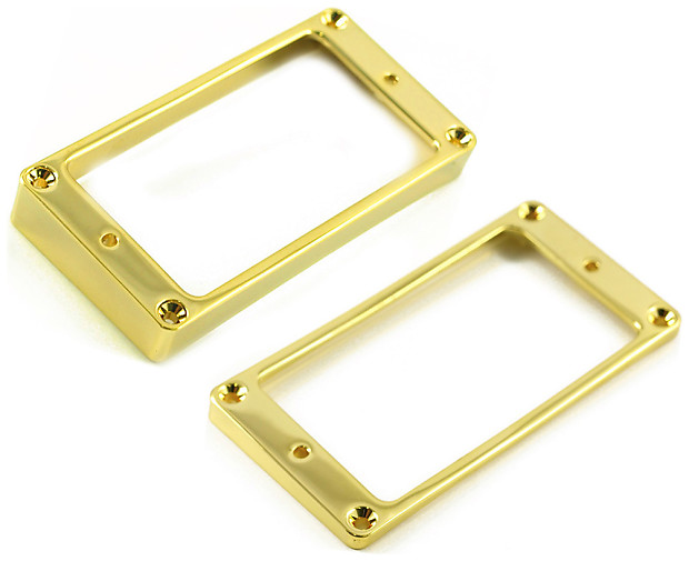 Gold Humbucker Pickup Rings Set (2) Curved Metal Gibson Les | Reverb