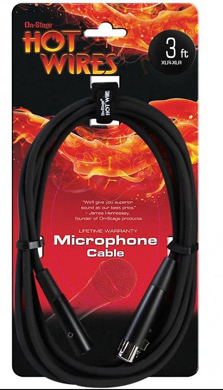 On-Stage MC12-3 Hot Wires 3' Microphone Cable (XLR to XLR) | Reverb