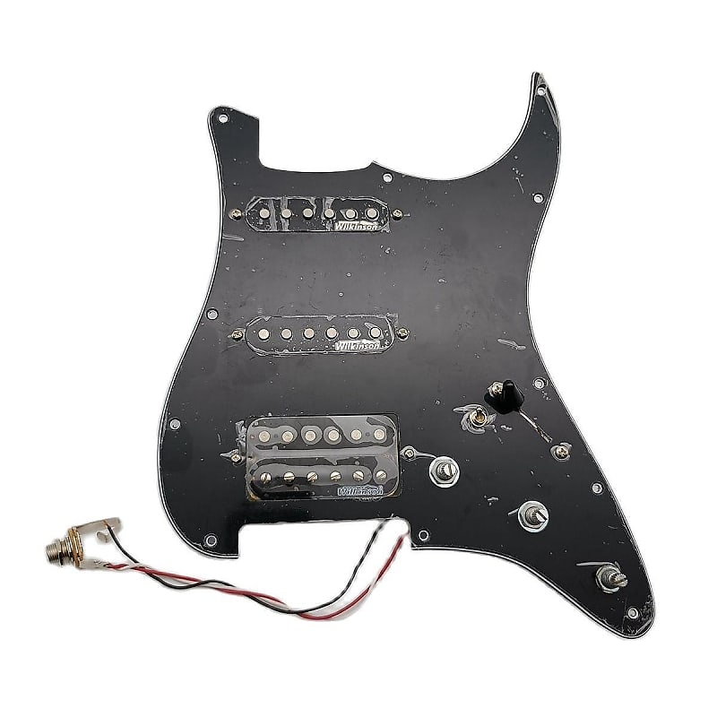 HSS Black Guitar Strat Style Loaded Prewired Pickguard, | Reverb