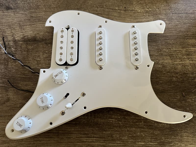 White Prewired Loaded HSS 11-hole pickguard w/ Gilmour Mod | Reverb