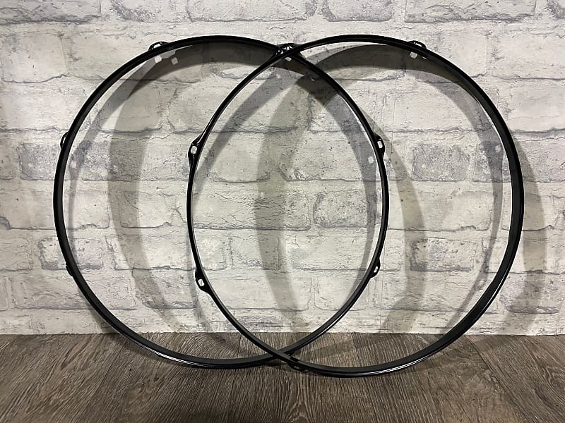 Pearl Black 16” Drum Hoops Rims 8 Lug Hardware Tension #FY68 | Reverb