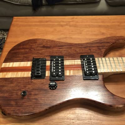 Custom built strat style neck thru drop top electric guitar | Reverb