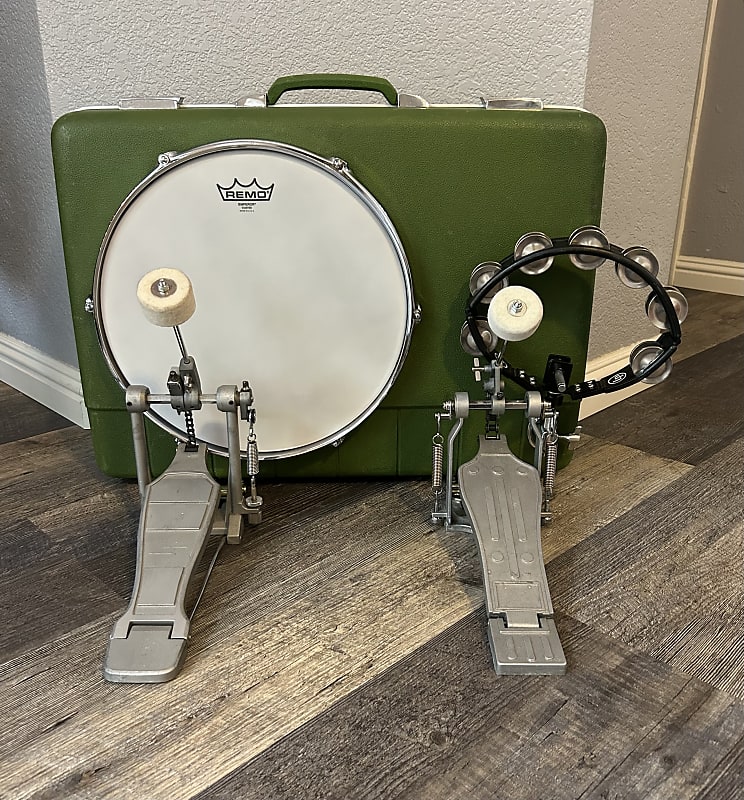 “GREEN GOBLIN” busker style suitcase drum by Vintage Suitcase | Reverb