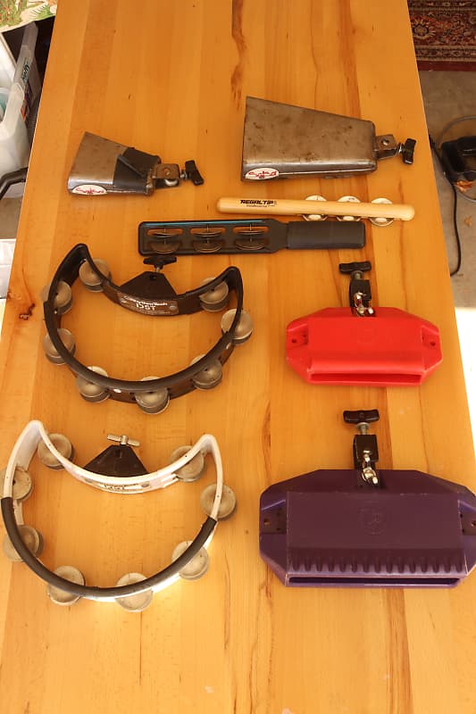 LP Jam Blocks and Cowbells, and Rhythm Tech Drum Set | Reverb