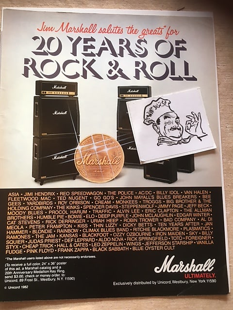 Marshall Vintage Advertisement for 20th anniversary | Reverb
