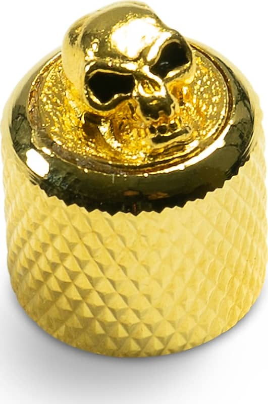 Q-Parts Knobs With Angry Skull Inlay - Mini Dome Gold | Reverb