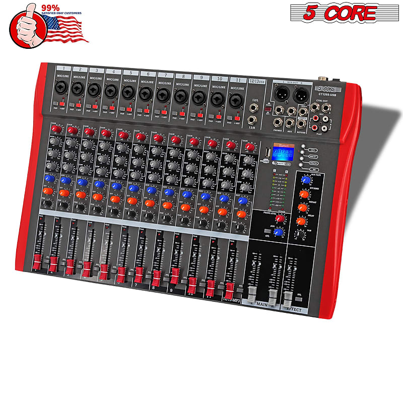 5 Core Audio Mixer 12 Channel DJ Sound Board w Bluetooth USB | Reverb