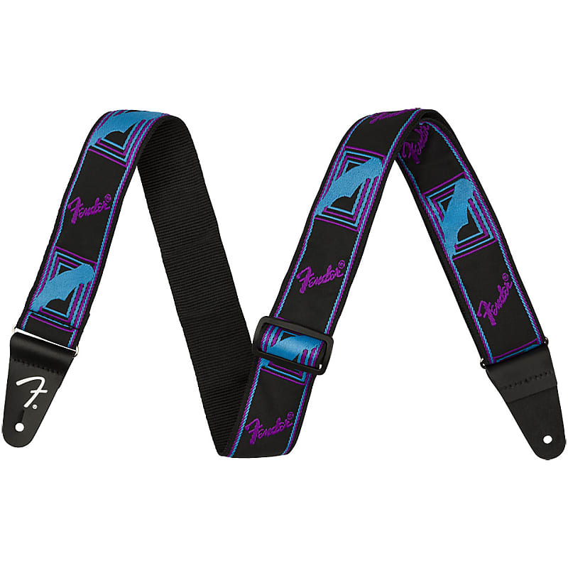 Fender Neon Monogrammed Strap Neon Blue/Neon Purple | Reverb