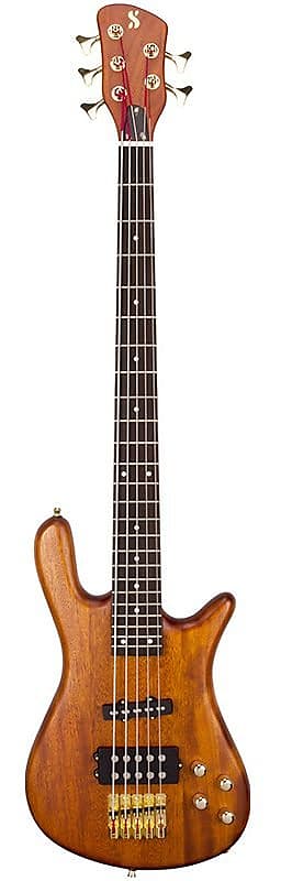 SX 5 String Bass with Curved Body, Natural Mahogany | Reverb