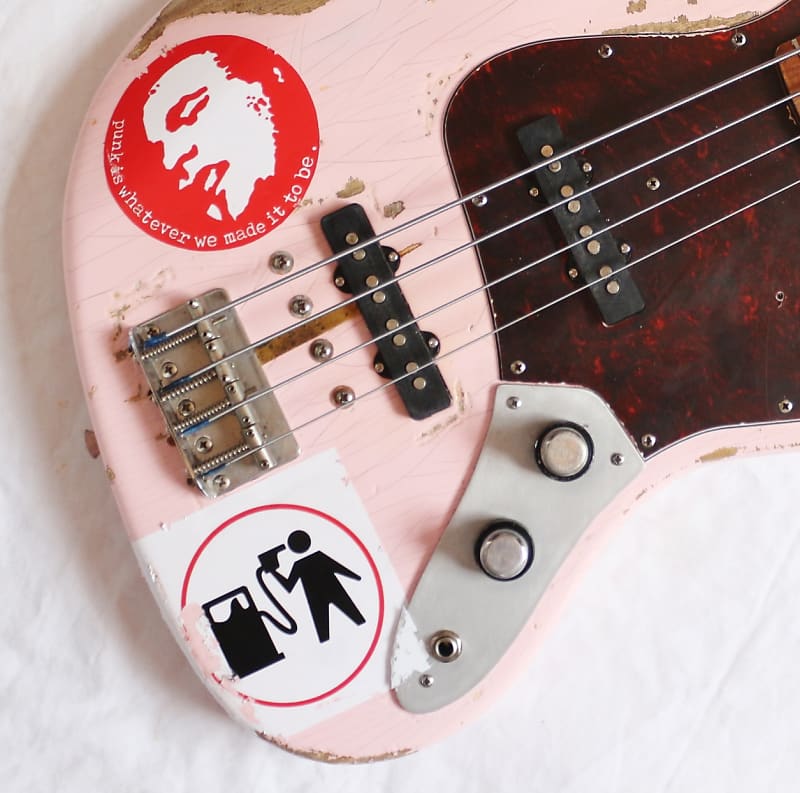 Flea Shell Pink Jazz Bass Guitar Punk Sticker Decal Set Red | Reverb