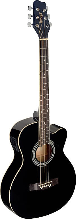 STAGG Black Auditorium Cutaway Acoustic-electric Guitar With | Reverb