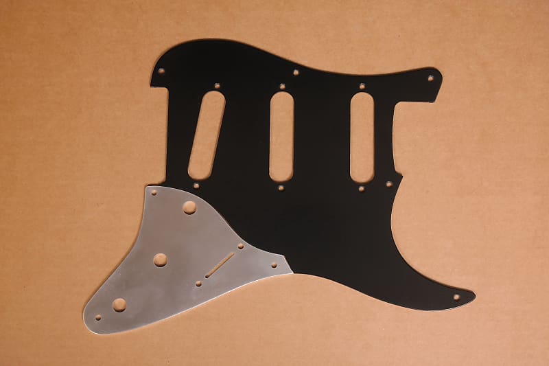 Stratocaster Pickguard - Split Guard - Single ply Black with | Reverb