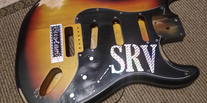 SRV Pickguard with Holographic Vinyl Sticker w Custom Sticker | Reverb