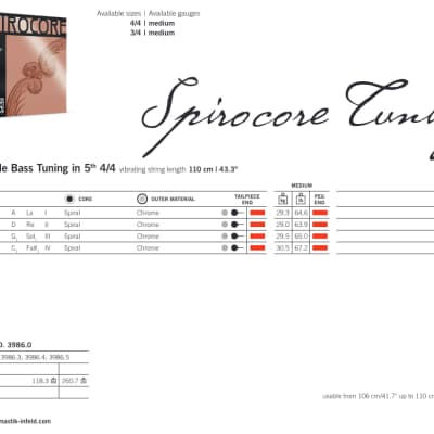 Thomastik Spirocore Double Bass 3986,2W Light 4/4 Bass A | Reverb