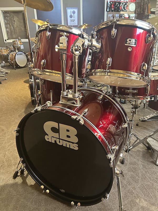 CB Drums 5 Piece Drum Set w/Hardware & Cymbals - Red Metallic | Reverb
