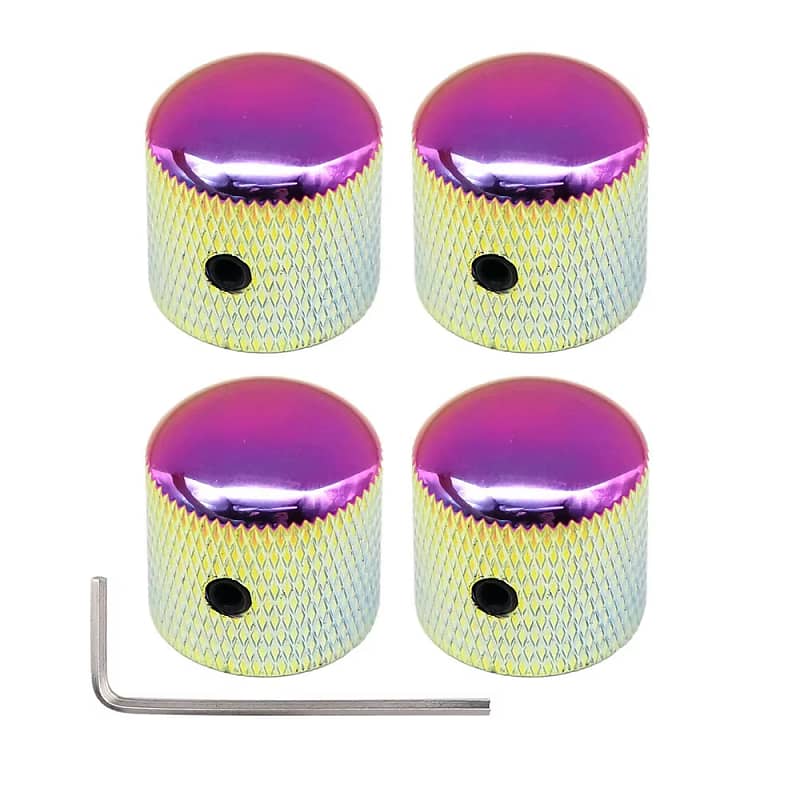 4x Rainbow Finish Guitar and Bass Metal Control Knobs | Reverb Canada