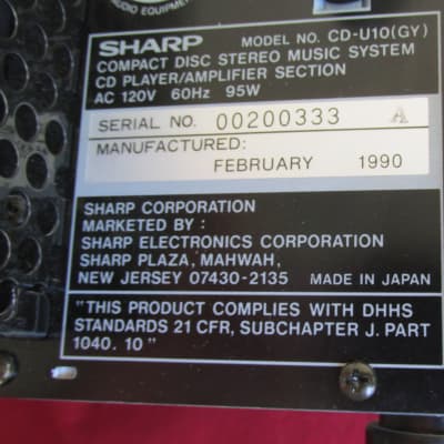 Sharp OPTONICA CD-U10 Stereo-CD/Dual Cassette/Amp/Tuner-AS | Reverb
