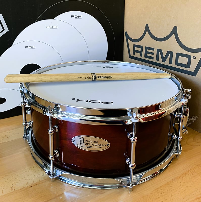 Snare Drum - J&J Custom DrumWorks Red Mahogany RestoMod Pearl | Reverb