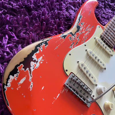Relic'd Fender Style Stratocaster Fiesta Red Over | Reverb Australia