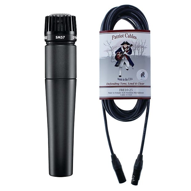 Shure SM57 Dynamic Microphone & Patriot Cables FRE10-25 Mic | Reverb
