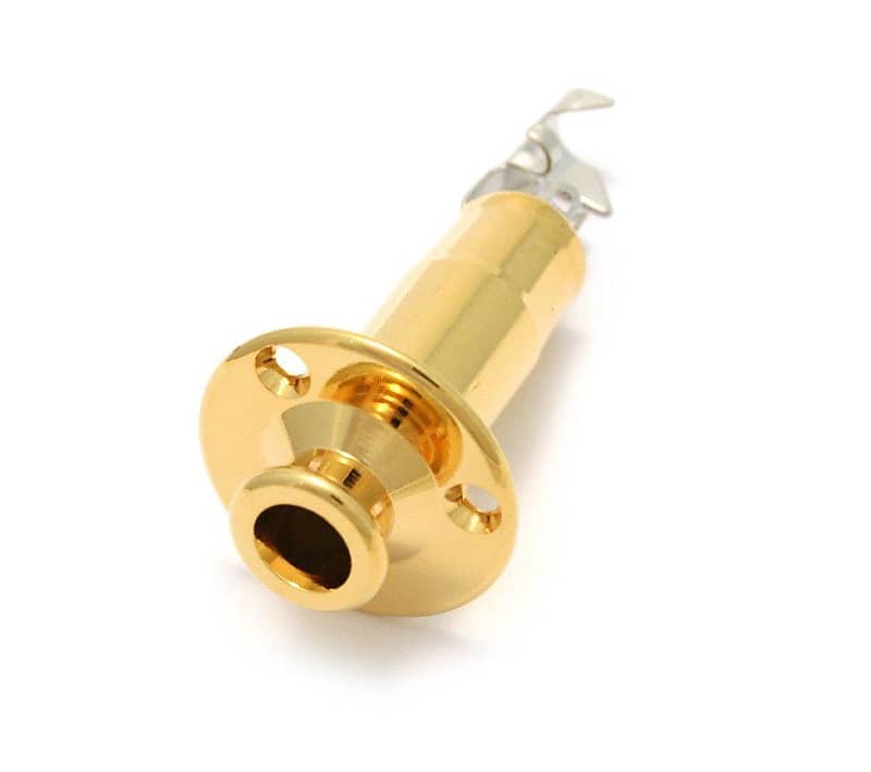 1/4 End Pin Jack Stereo w/3 Exterior Screw Holes Gold | Reverb
