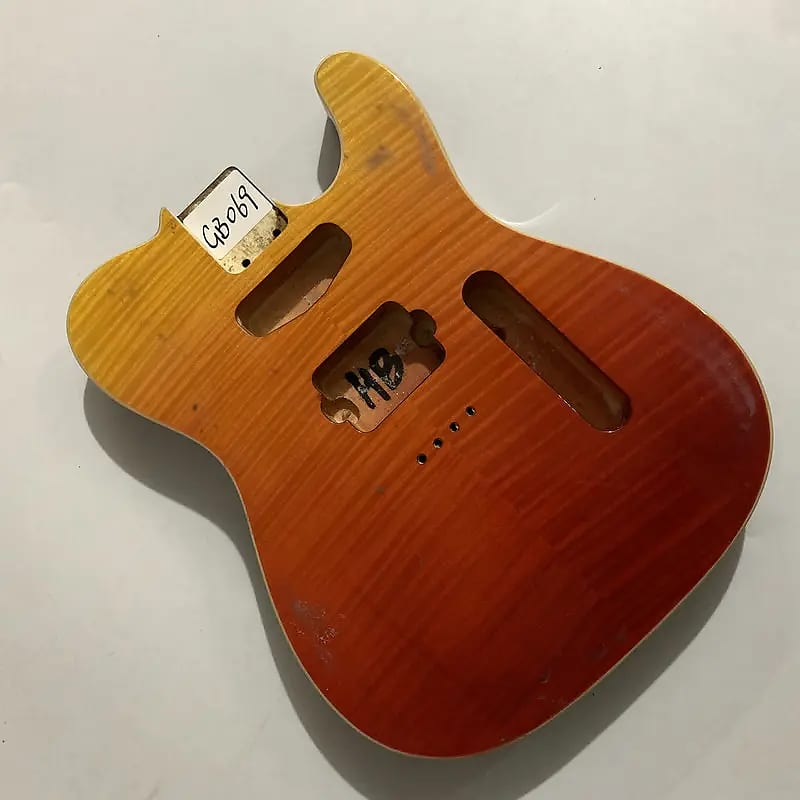 Mini Okoume Wood Telecaster Tele Style Guitar Body with Tiger | Reverb