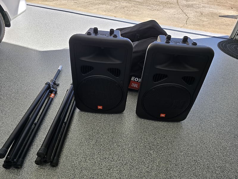 (2) JBL EON G2 Pro Audio Speakers With Cases & Stands | Reverb