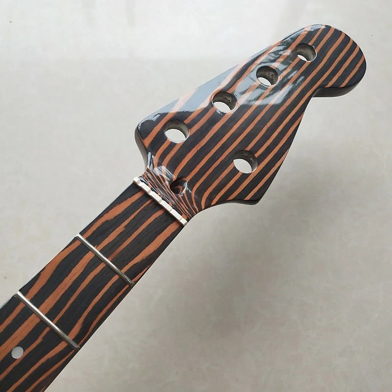 Zebra Wood 5 String Jazz Bass Style Neck, 20 Frets | Reverb