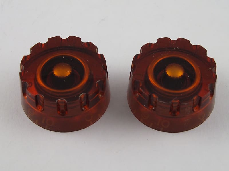 2 Amber Knurled Speed Dial Knobs for Gibson Les Paul, SG, | Reverb UK