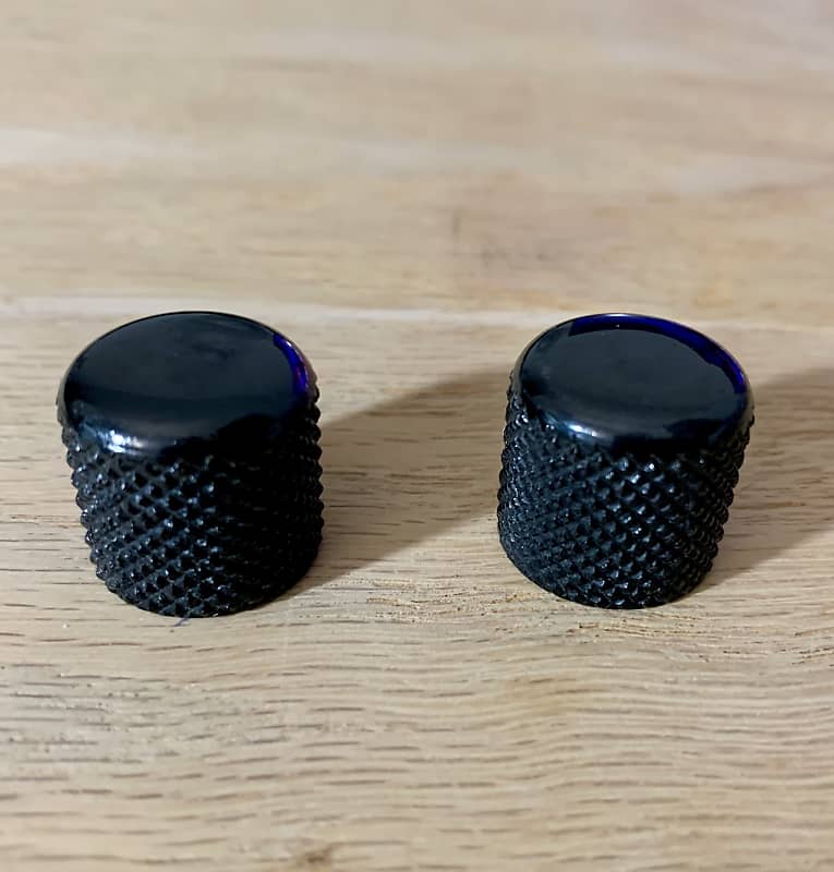 Metal Guitar Knobs (2) Knurled, Black, Push-On - From | Reverb