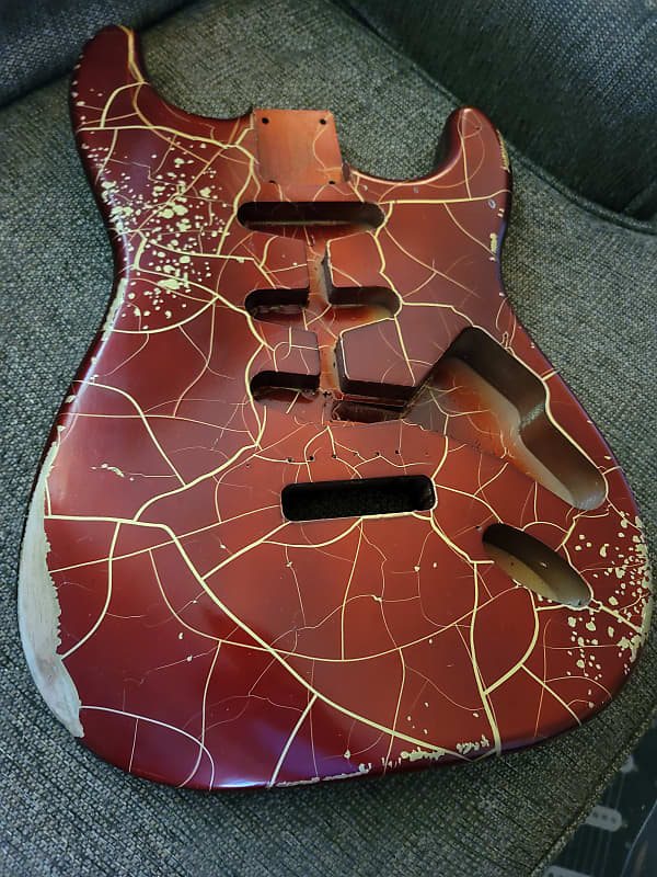 Custom Usacg Relic strat body 2024 - Candy red crackle | Reverb