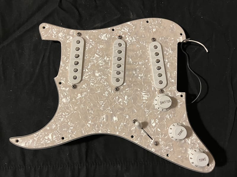 Fender (LEFT HANDED) Stratocaster Pickguard Loaded Pearl | Reverb