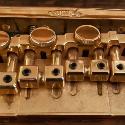 Vintage Fender Gold Fine Tune Bridge For 4-String Bass | Reverb