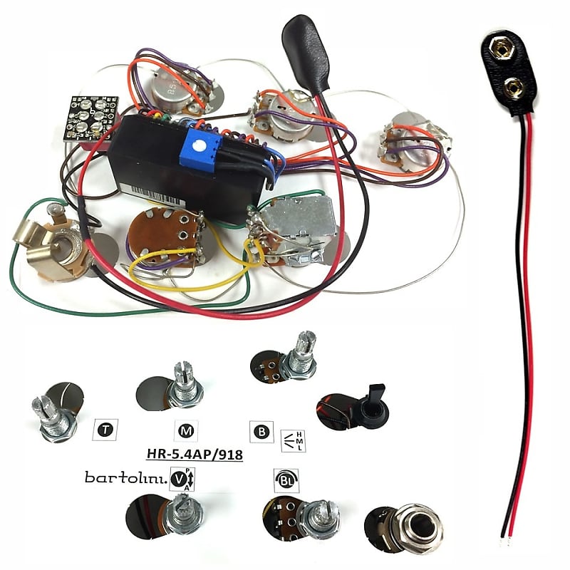 Bartolini HR5.4AP/918 Prewired Active/Pass Preamp Harness | Reverb