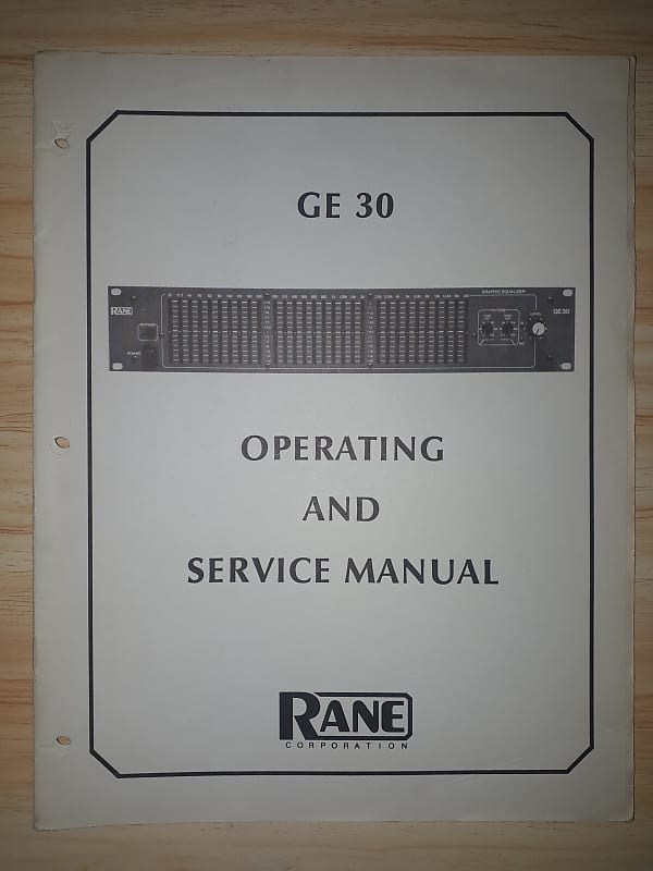 Rane Corporation GE30 Operating and Service Manual 1985 | Reverb