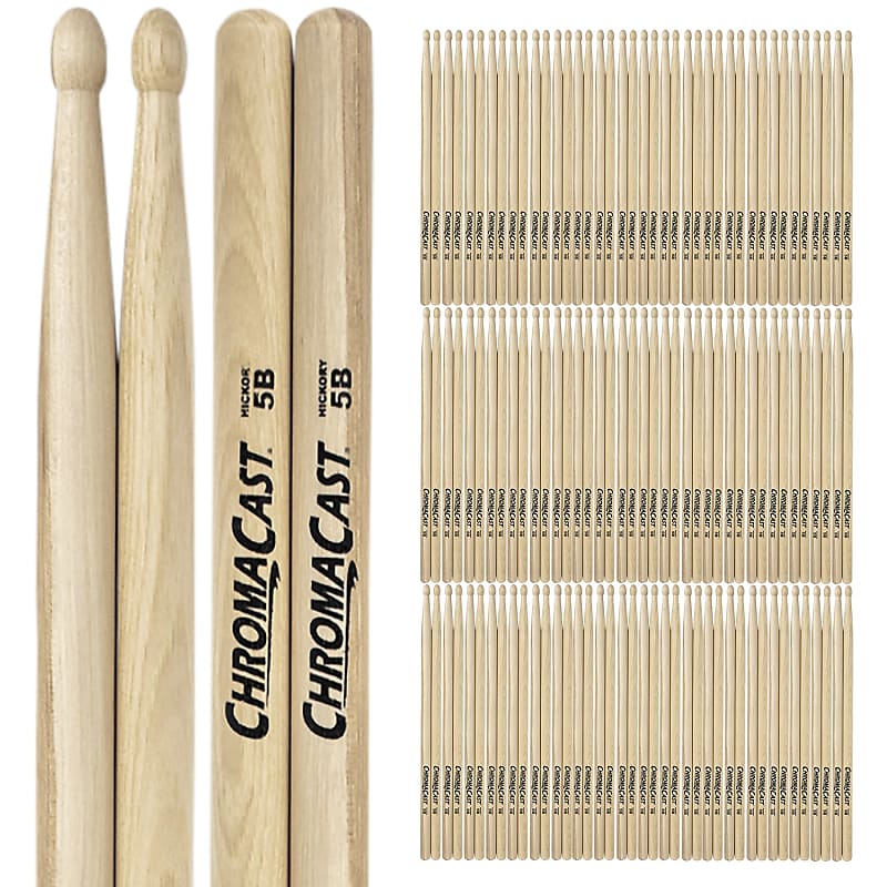 ChromaCast 5B USA Made Hickory Drumsticks 60 Pairs - Wood | Reverb