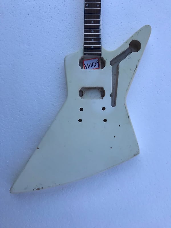 White Explorer Style Guitar Body with Maple Neck and Rosewood | Reverb