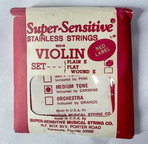 Super-Sensitive Stainless Violin Strings, Medium Red Label, | Reverb