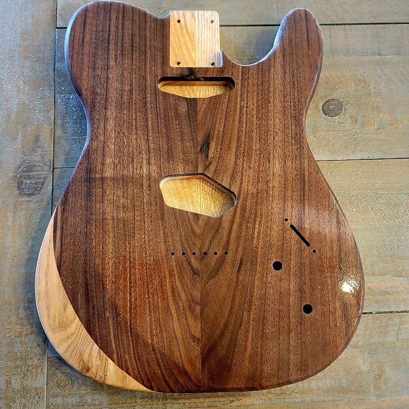 T-Style Guitar Body with Black Walnut Top and Ash Back | Reverb