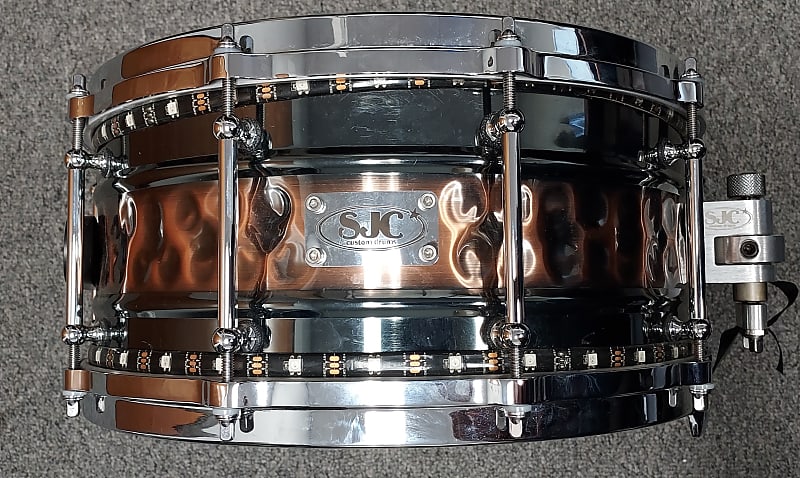 SJC Custom 14 x 6.5" Hybrid Hammered Snare Drum with Trick | Reverb
