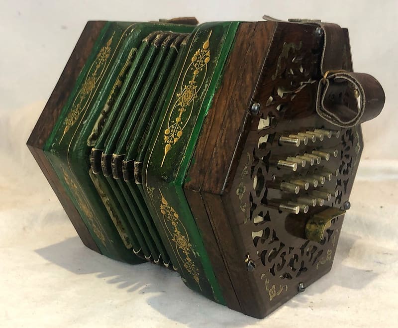 6898 - Wood Decorated Louis Lachenal English Concertina | Reverb