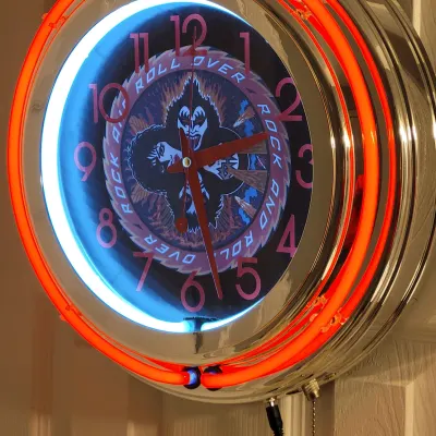 1976 KISS Rock And Roll Over Album Double Neon Red/White Wall | Reverb