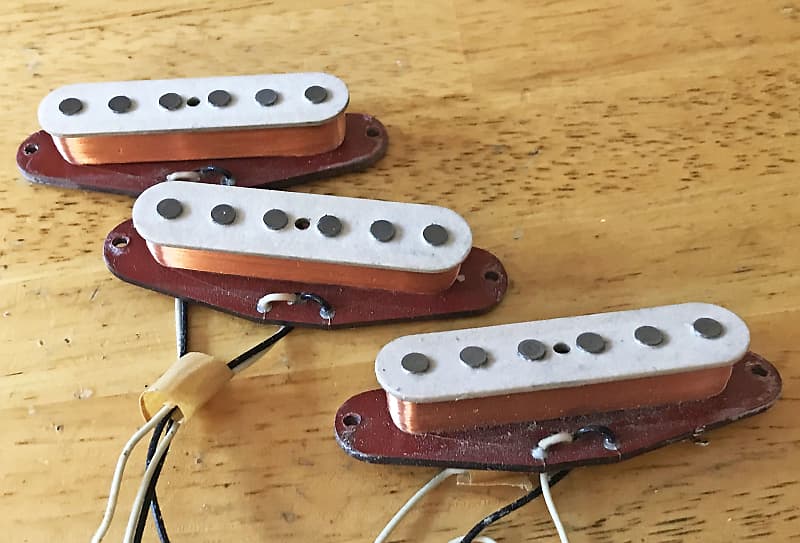 RARE 1982 Fender USA Red Bobbin matched 3 pickup set, fits | Reverb