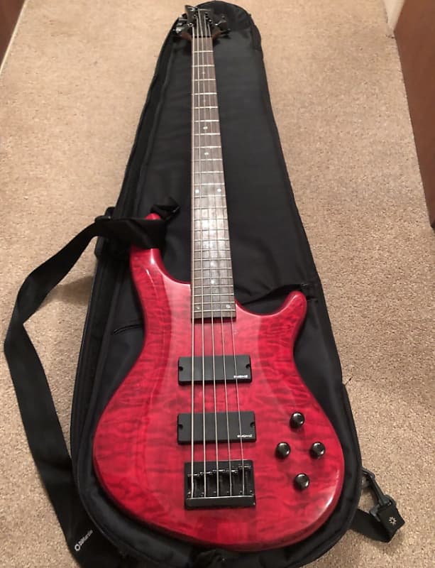 Dean Dean edge 5 String Active Red Quilted Bass Guitar | Reverb