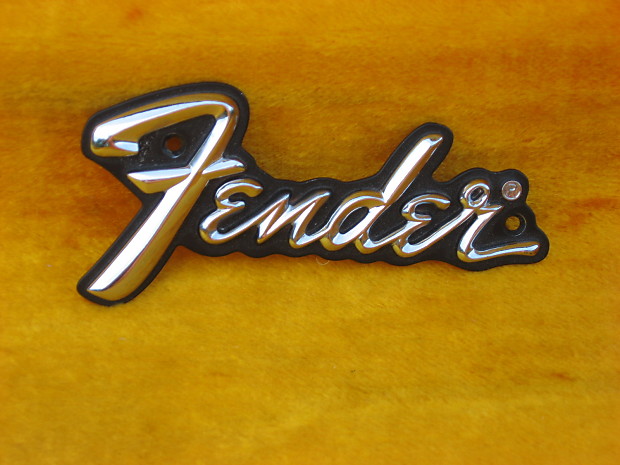 Fender Fender Logo for Case or Amp no tail-Plastic Chrome | Reverb