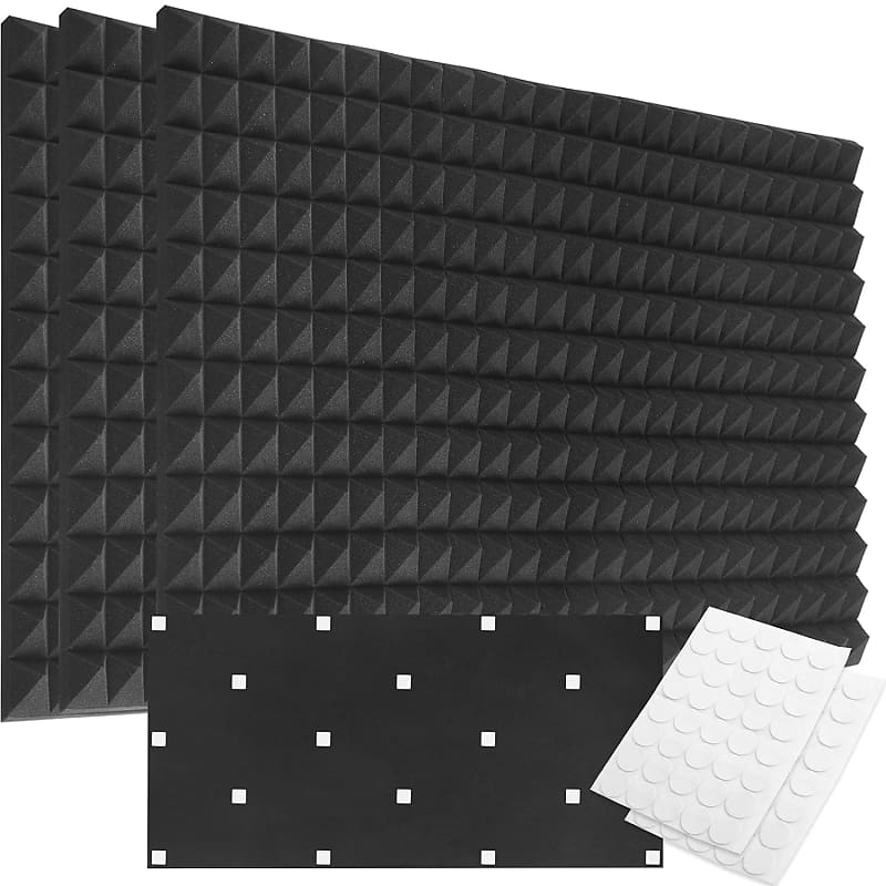 4 Pack Pyramid Acoustic Foam Panels, 48 X 24 X 2" Sound | Reverb