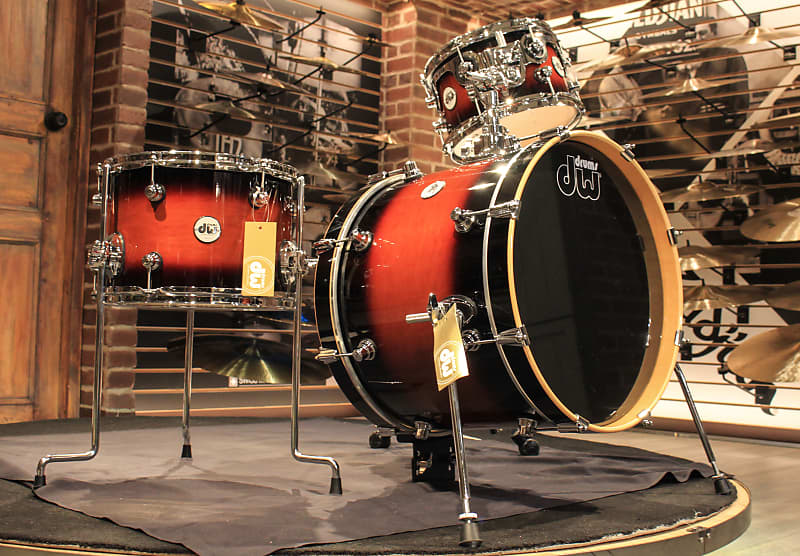 DW Design Mini Pro 4-Piece Kit w/18 BD Tobacco Burst Drum Set | Reverb