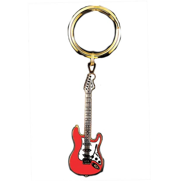 Fender Stratocaster Electric Guitar Keychain, Red and White, | Reverb