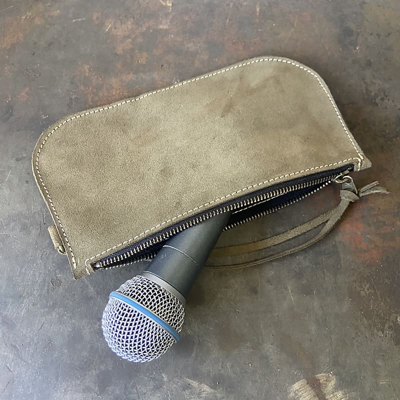 Workhorse Leather Microphone Pouch Drab Green suede | Reverb