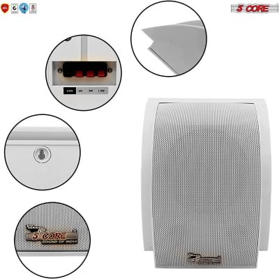 5Core Outdoor Speakers Stereo In Wall 100W Peak Passive Home | Reverb